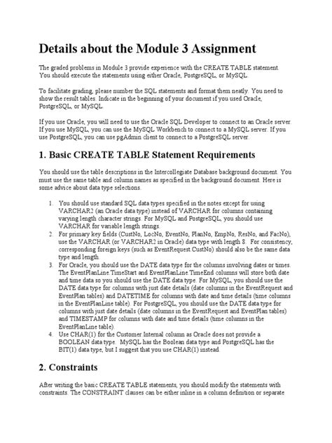 course 1 module 03 assignment details pdf postgre sql my sql