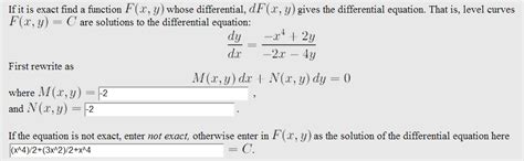 solved if it is exact find a function f x y i whose