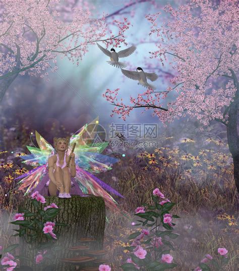 帕特丽夏仙子在魔法森林里为两个黑咖插画图片下载 正版图片402292902 摄图网