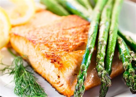 Oven Baked Lemon Dill Salmon With Rice And Sautéed Asparagus Foodom