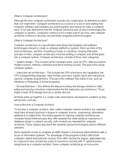 what is computer architecture pdf computer architecture central processing unit