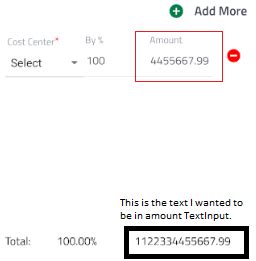Javascript Auto Fill React Native TextInput Shows The End Text