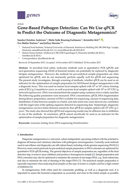pdf gene based pathogen detection can we use qpcr to predict the outcome of diagnostic