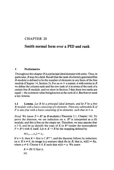 smith normal form over a pid and rank chapter 20 basic abstract algebra