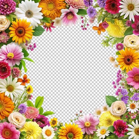Floral Frame On Transparent Background Premium AI Generated PSD