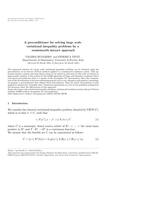 pdf a preconditioner for solving large scale variational inequality problems by a semismooth