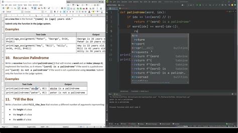 softuni advanced 09 recursion palindrome functions advanced exercise youtube