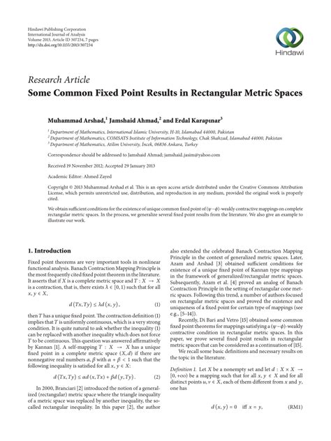 pdf some common fixed point results in rectangular metric spaces