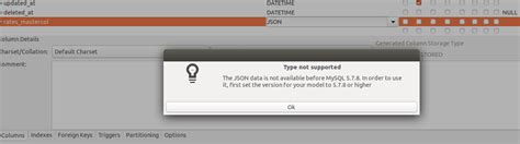 type not supported the json data is not available before mysql 5 7 8 stack overflow