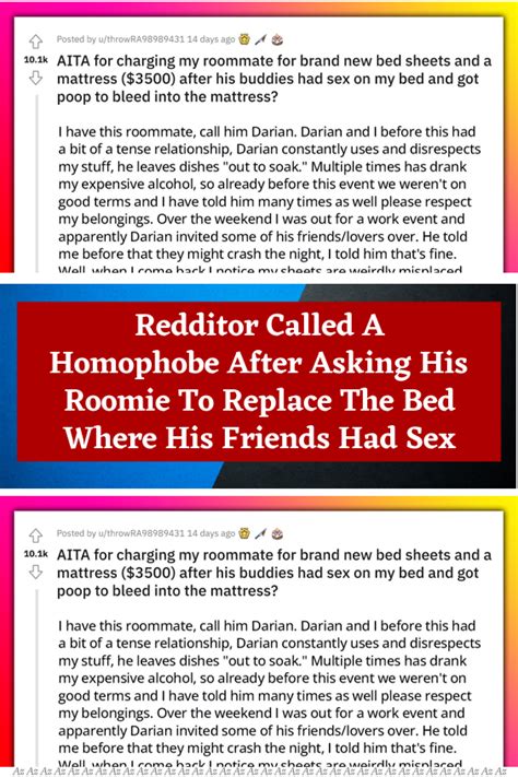 Redditor Called A Homophobe After Asking His Roomie To Replace The Bed Where His Friends Had Sex