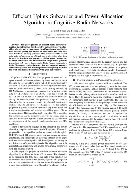 pdf efficient uplink subcarrier and power allocation algorithm in cognitive radio networks