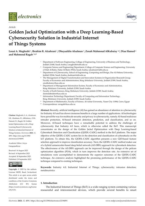 pdf golden jackal optimization with a deep learning based cybersecurity solution in industrial