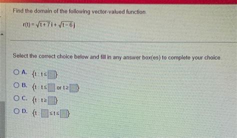 solved find the domain of the following vector valued