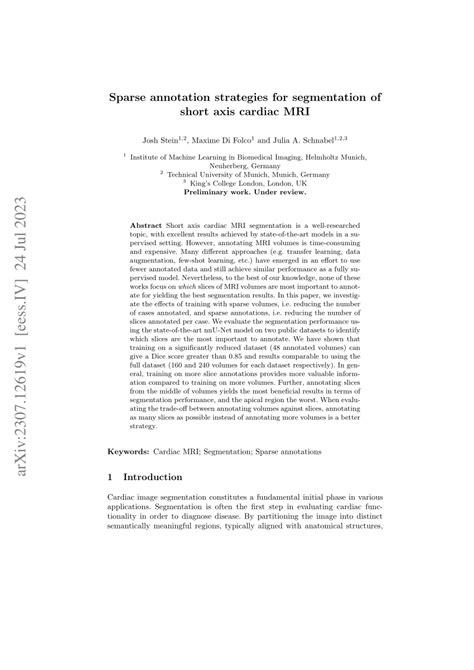 pdf sparse annotation strategies for segmentation of short axis cardiac mri