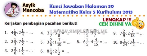 LENGKAP Kunci Jawaban Halaman 30 Matematika Kelas 5 Kurikulum 2013