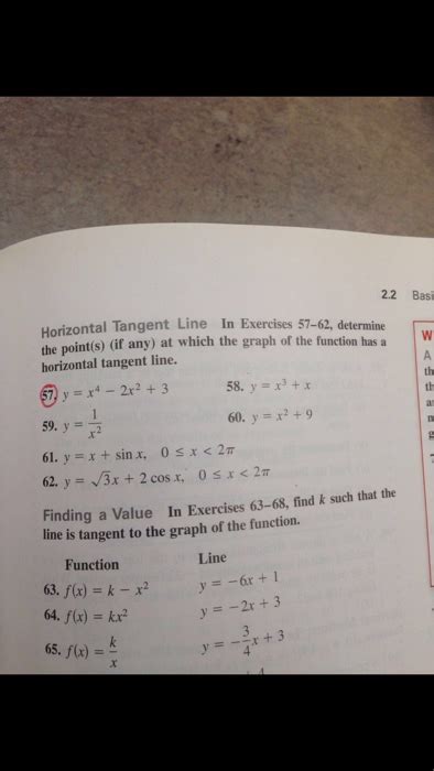 solved horizontal tangent line in exercise 57 62 determine