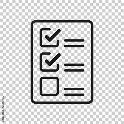 Checklist Document Sign Icon In Transparent Style Survey Vector