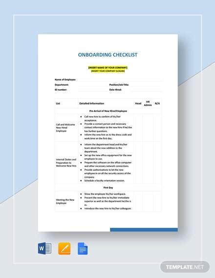 FREE 19 Onboarding Checklist Samples In PDF MS Word Excel Google