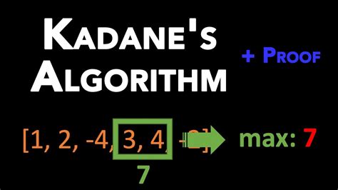 kadane s algorithm and its proof max min sum subarray problem youtube