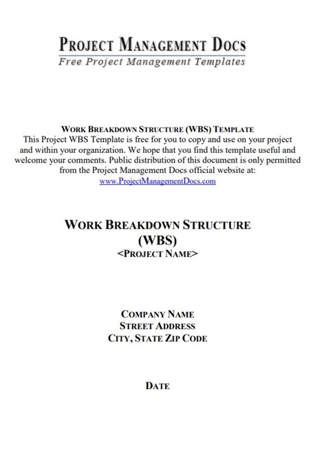 Work Breakdown Structure Template Free Word Excel Templates