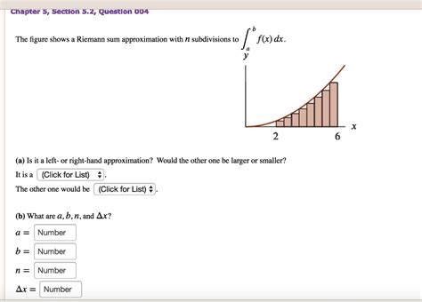 the figure shows riemann sum approximation with n subdivisions to f x dx a is it a left or