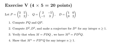 solved exercise v 4×5 20 points let