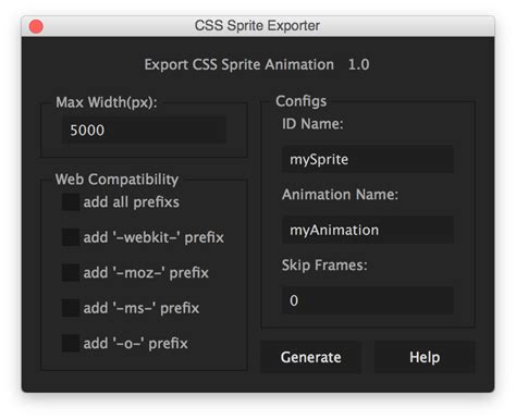 css sprite exporter an ae script to help generate css sprite animation from ae comps 将ae动画导出为