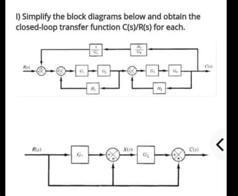 solved 1 simplify the block diagrams below and obtain the