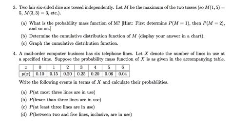 solved two fair six sided dice are tossed independently let