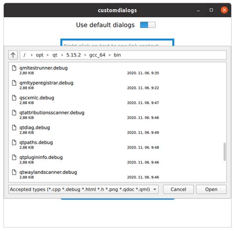 WebEngine Qt Quick Custom Dialogs Example Qt WebEngine Qt