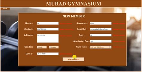 gym management system project using java and mysql