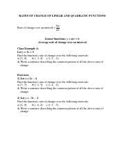 Understanding Rates Of Change In Linear And Quadratic Functions