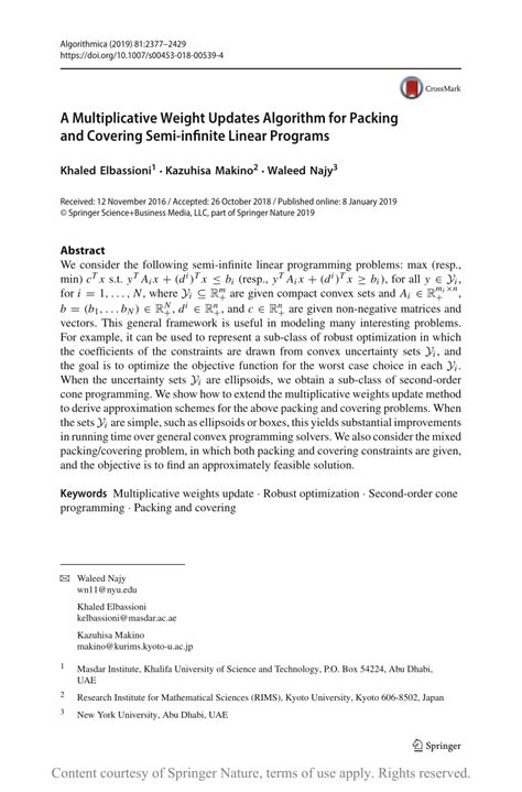 a multiplicative weight updates algorithm for packing and covering semi infinite linear programs