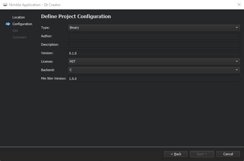 Create Nimble Projects Qt Creator Documentation