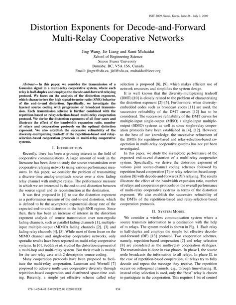 pdf distortion exponents for decode and forward multi relay cooperative networks