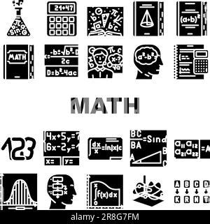 Mathematics Glyph Icons Set Math Symbols Algebra Silhouette Symbols