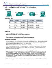 RSE 7 2 3 4 Lab Configuring And Verifying VTY Restrictions Docx Lab