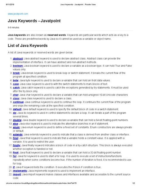 java keywords javatpoint reader view pdf control flow java programming language