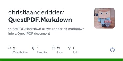github christiaanderidder questpdf markdown questpdf markdown allows rendering markdown into