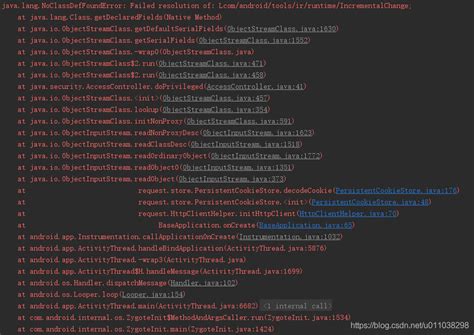 java lang noclassdeffounderror failed resolution of lcom android tools ir runtime