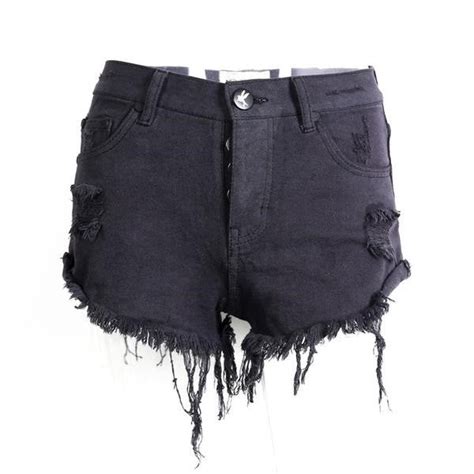 Vintage Ripped Hole Fringe Blue Denim Shorts