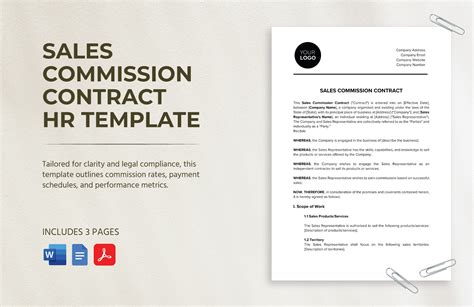 Sales Commission Contract HR Template In Word PDF Google Docs