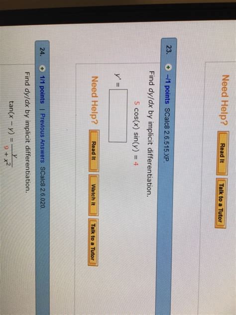get answer find dy dx by implicit differentiation 5 cos x sin y 4 y transtutors