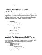 NCLEX Common Lab Values Pdf O U L Complete Blood Count Lab Values