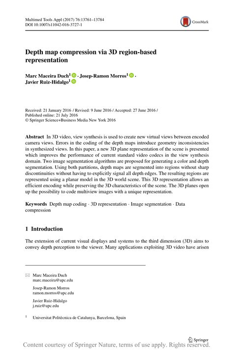 depth map compression via 3d region based representation request pdf