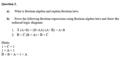 solved a what is boolean algebra and explain boolean laws