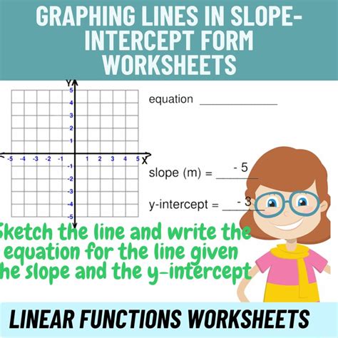 linear functions graphing lines in slope intercept form worksheets sketch th made by teachers