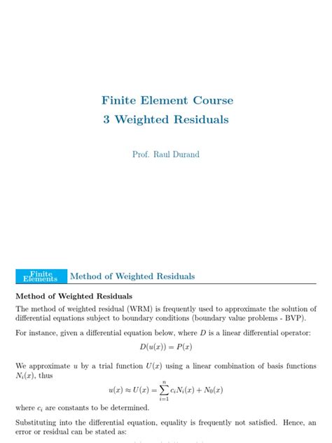 fem 3 weighted residuals pdf finite element method errors and residuals
