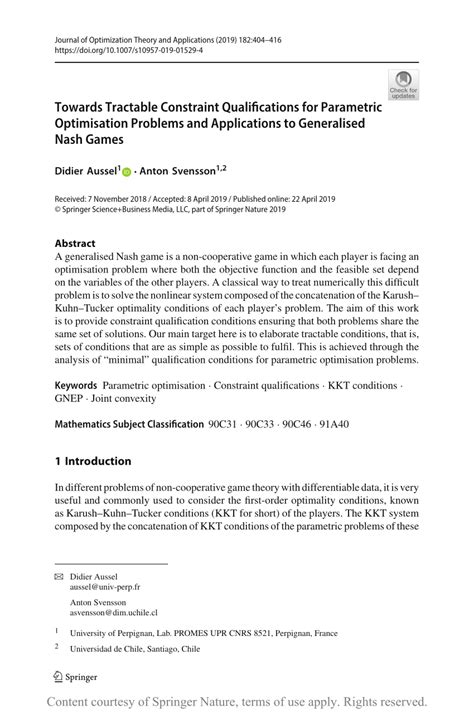 towards tractable constraint qualifications for parametric optimisation problems and