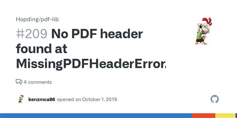 no pdf header found at missingpdfheadererror pdfparsingerror · issue 209 · hopding pdf lib · github